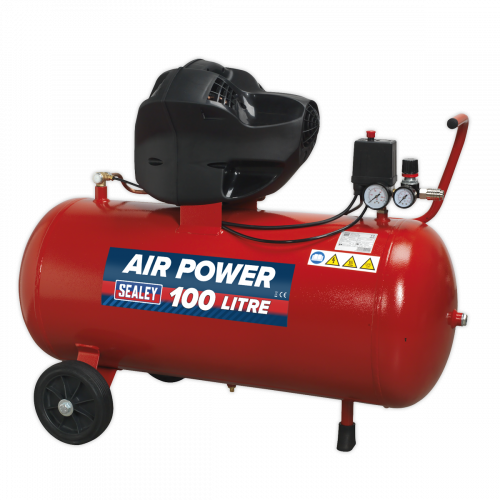 Sealey Tools Air Compressor 100L V-Twin Direct Drive 3hp Oil Free ...