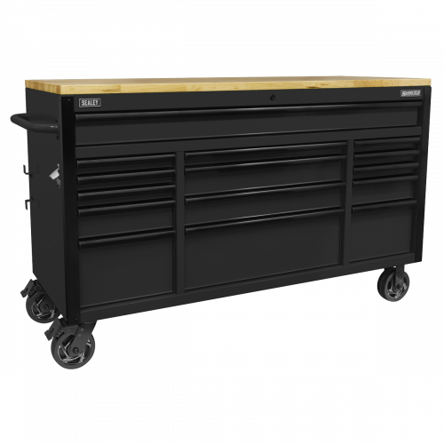 Sealey Tools Superline PRO® Black Edition Mobile Trolley with Wooden ...