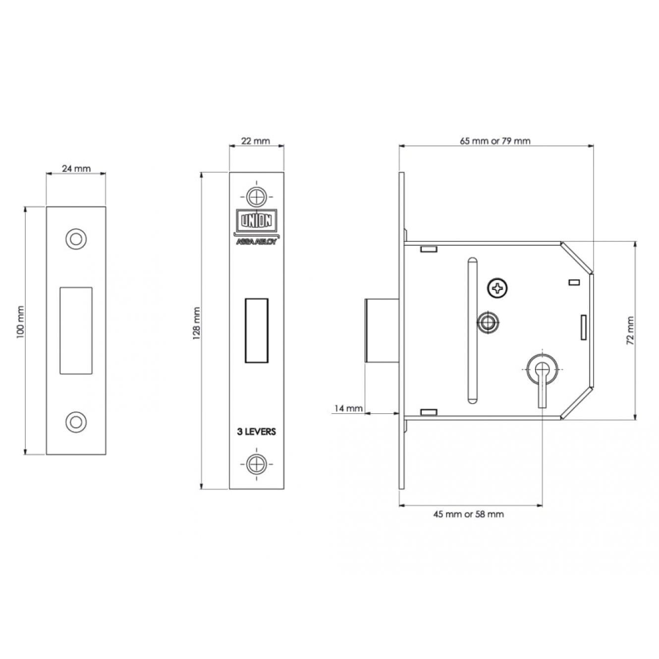 UNION Essentials 3 Lever Mortice Deadlocks - UKToolBox.com